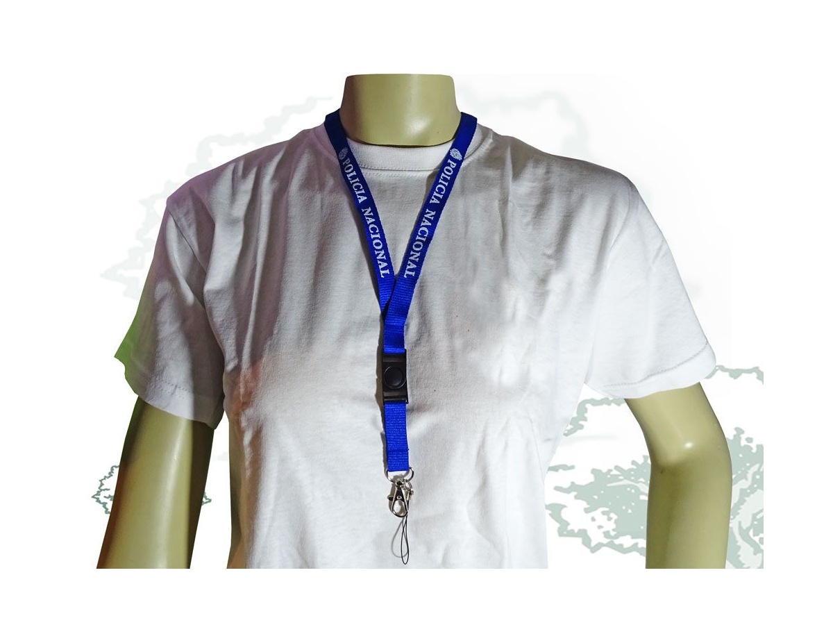 Cinta lanyard Policía Nacional azul